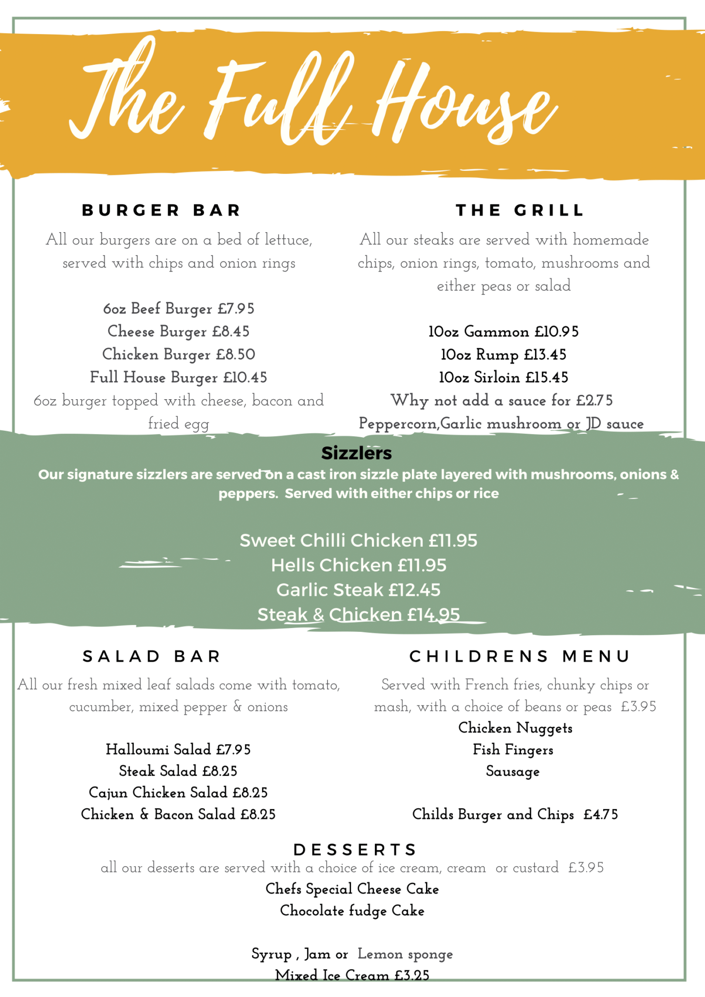 Covid Full House Menu 2-1 | The Full House, Barnsley